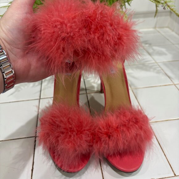 Cape Robbin | Shoes | Nwot Coral Feather Ankle Strap Stiletto Sandals ...